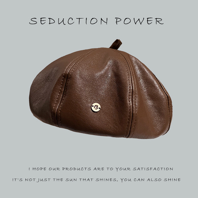 PU皮八角南瓜帽子韩系百搭显脸小