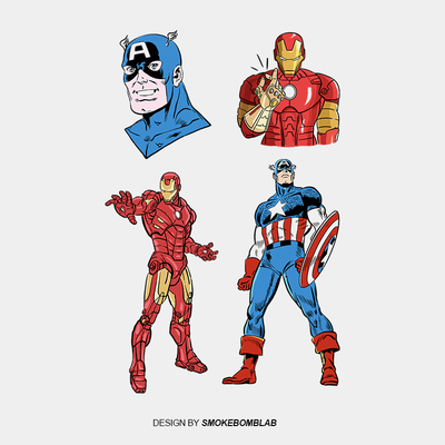 smokebomblab kids儿童纹身贴复仇者联盟钢铁侠iron man漫威美队