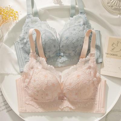女性内衣薄透气小乳房托举支持第二乳房防下垂夏季无线蕾丝胸罩