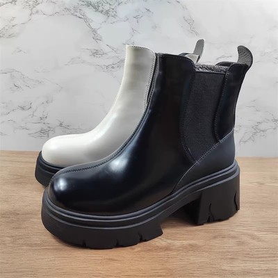 粗跟厚底切尔西靴显瘦烟筒靴