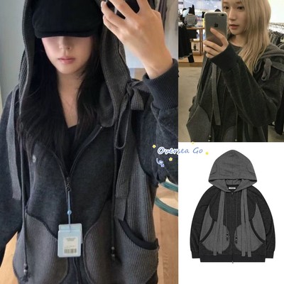国内现货 coyseio 姜海粼同款 秋季新款华夫格拼接连帽卫衣外套女