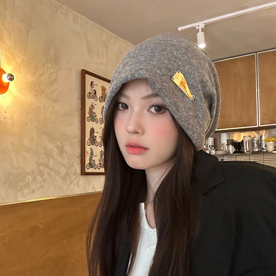 2025新款大头围堆堆帽子女慵懒风显脸小月子帽冷帽秋冬薄款包头帽