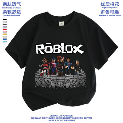 roblox短袖t恤男童衣服夏季纯棉上衣儿童装罗布乐思印花半袖衫潮T