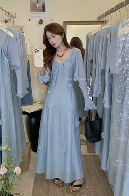 【Y.JIA 伊嘉】手工立体花朵吊带连衣裙+花边防晒衫套装  3393-5