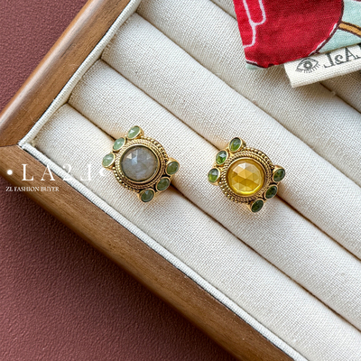 现货LA2L法国圆形宝石镶嵌纯手工雕刻复古精致高级戒指POUR TOI