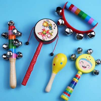 木质手摇铃婴儿拨浪鼓训练玩具