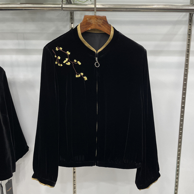 专柜正品25386A桑蚕丝新中式外套