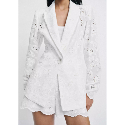ZA外贸出口春夏新品 女装 长袖镂空刺绣修身西装外套 2512930 250