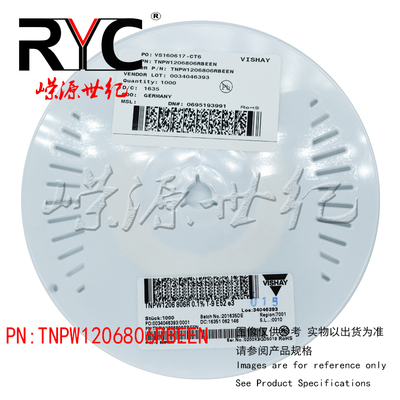 TNPW1206806RBEEN Vishay 1206SMD薄膜电阻器 806ohms 0.1% 25ppm
