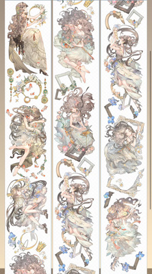 一木一横分装胶带金粼绮梦绿意浓克洛里斯墨鱼太太绘制人物手账