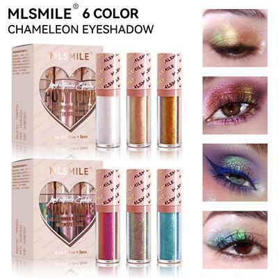 MLSMILE跨境变色龙眼影套装珠光爆闪单色偏光金属液体眼影