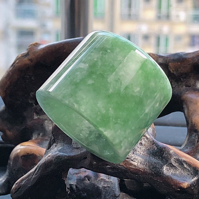 缅甸天然翡翠A货28号扳指/戒指