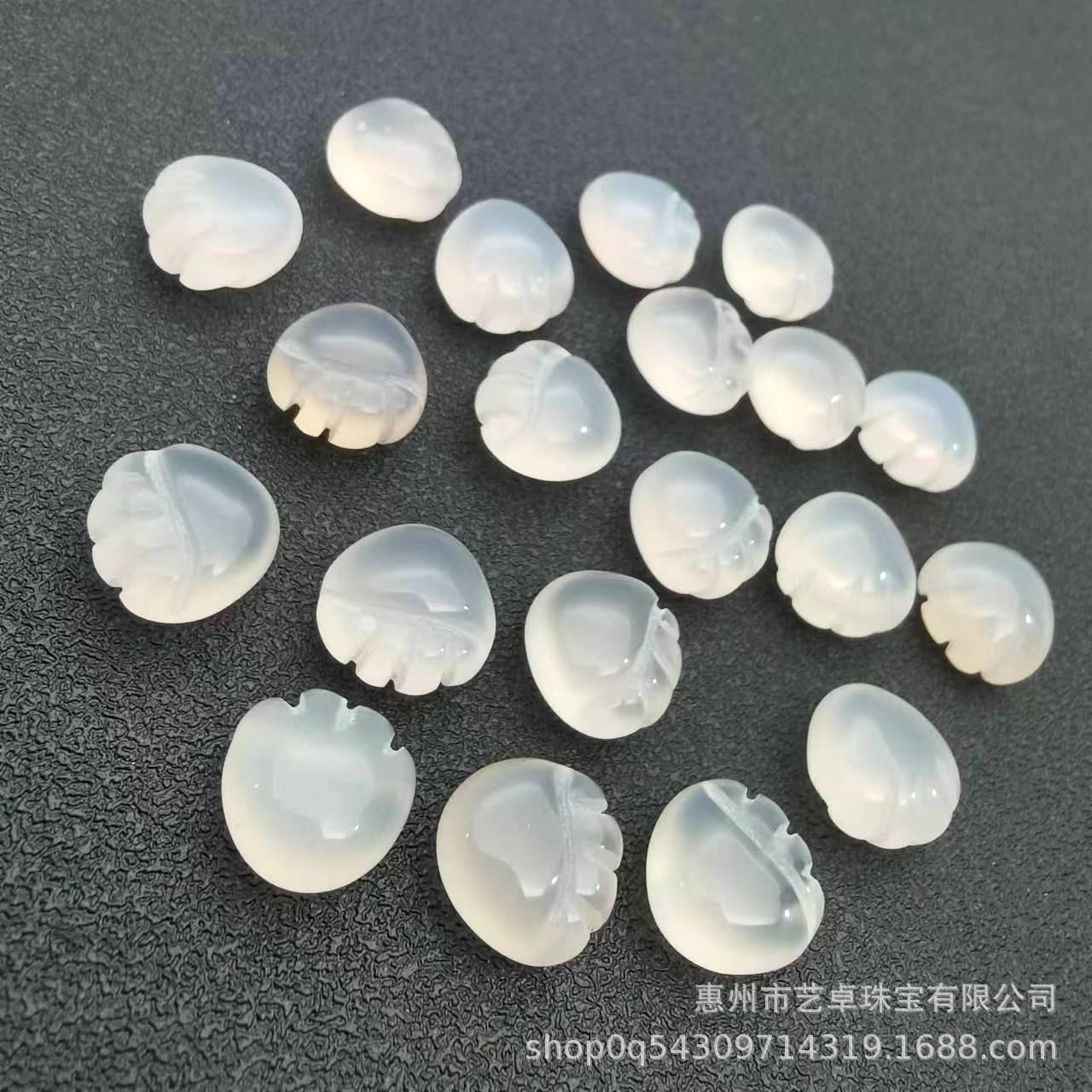 2026白玛瑙猫爪玉髓高冰荔枝冻雕刻diy吊坠手链配件小滴溜国风