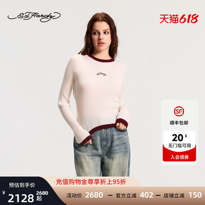 Ed Hardy埃德哈迪2026春季新款女士圆领紧身长袖针织衫E1SAW240