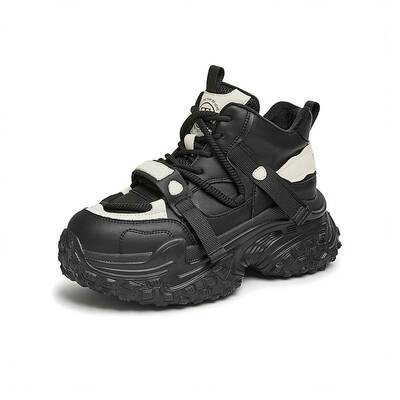 TATA他她加绒厚底老爹鞋女鞋复古高帮鞋运动鞋2024冬新款CGJ01DM4