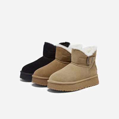 百思图2025冬季新款雪地靴时尚简约休闲厚底女短靴V0808DD5