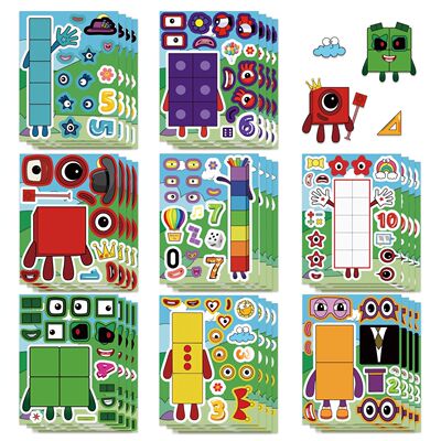 8/16/24 SHEETS Digital Building Cute Puzzle Stickers Cartoon