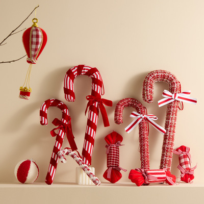 Christmas Decorations Red And White Crutch Plaid Christmas B