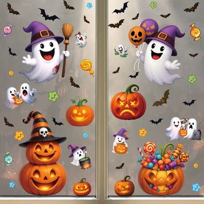 Halloween Pumpkin Window Stickers Cartoon Candy Jack-o'-lant