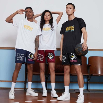 TIP-OFF美式复古花卉印花篮球运动休闲速干四分短裤宽松透气吸汗