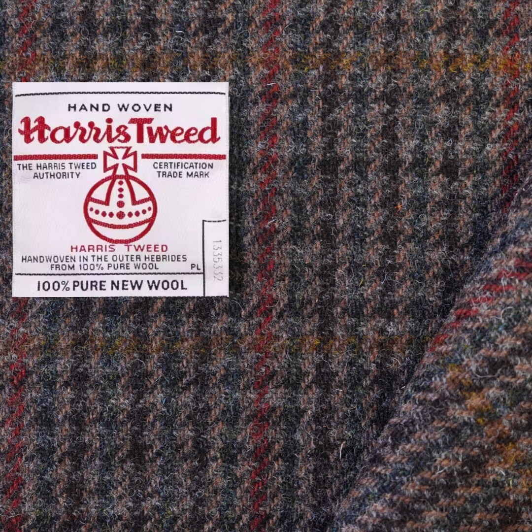 英国进口深墨绿色千鸟格纹Harris Tweed哈里斯粗花呢全羊毛面料