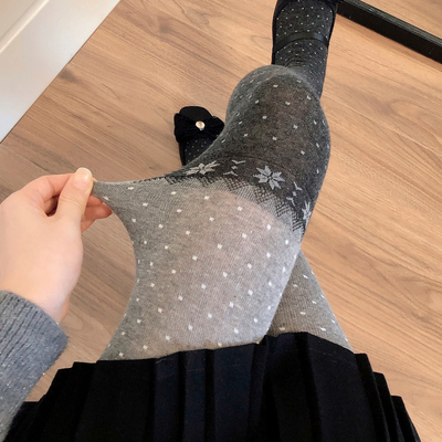 雪花点点烟灰色连裤袜浅灰打底袜