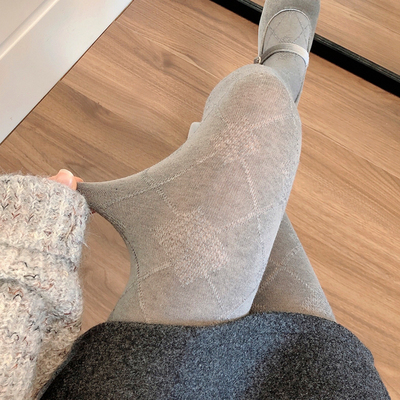 浅灰色连裤袜菱形烟灰色打底袜裤