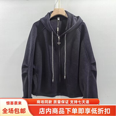 鹤颖B26A1007-1秋装2026女款时尚韩系抽绳拉链翻领宽松休闲短外套