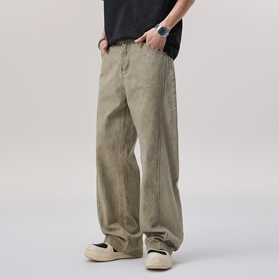 UXGR潮牌设计感休闲裤男士春夏季美式高街宽松直筒阔腿工装长裤