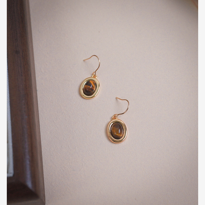 小众美拉德虎眼石吊坠耳环高级感