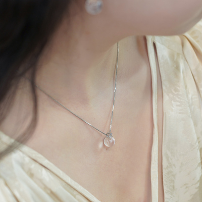 小众轻奢高级感王妃白水晶长项链925银时尚简约通勤锁骨链509156