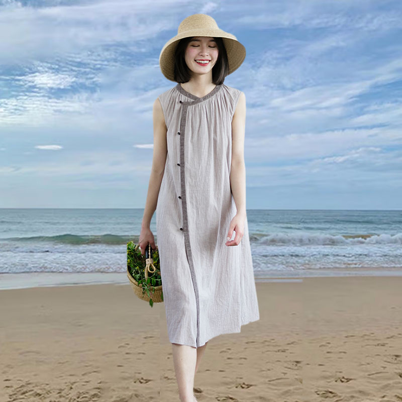 服装裁剪样板女中式背心裙文艺无袖旗袍裙纸样打版定制接来料加工