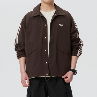 Adidas阿迪达斯三叶草外套男2026春季新款运动休闲翻领夹克KE3595