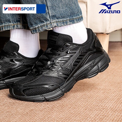 MIZUNO美津浓男鞋SPEED 2010跑步鞋复古休闲运动鞋黑色网面老爹鞋