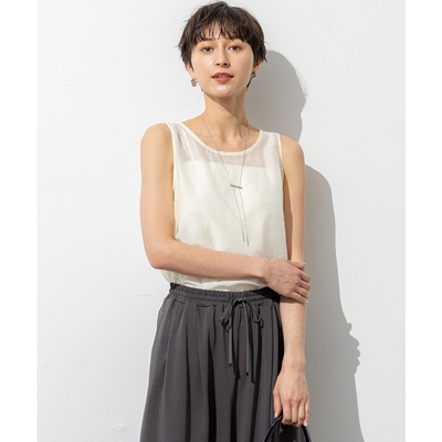 23区SLOW系列时尚气质优雅简约亮彩复古布无袖衬衫女ONWARD