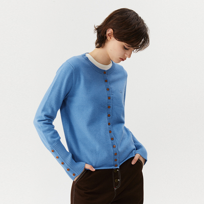 INRM撞色排扣针织衫毛衣