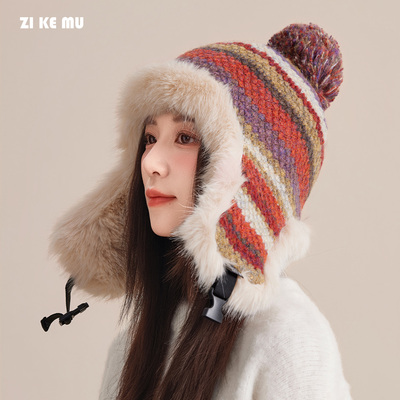 帽子女士冬季2025新款加绒加厚保暖东北防寒防风骑行电动车雷锋帽