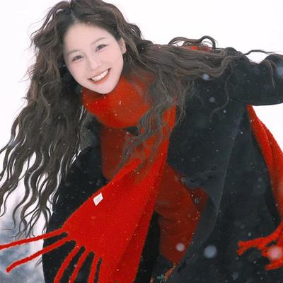 仿羊绒围巾女冬季2024新款韩版百搭大红色高级感学生防寒保暖围脖