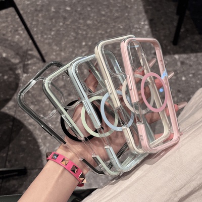 ins风高颜值透色磁吸手机壳