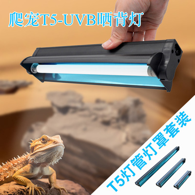 爬宠UVB灯T5灯管长光管陆龟鬃狮蜥蜴爬虫饲养箱晒背补钙灯罩套装