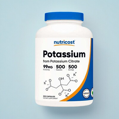 美国成人柠檬酸钾胶囊Nutricost Potassium Citrate 99毫克500粒