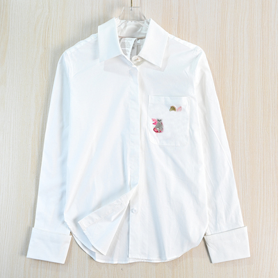 法式通勤弹力棉修身休闲长袖衬衫