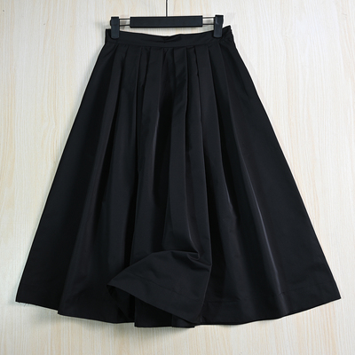 折褶自然腰斜插袋半身裙