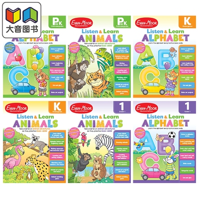 美国Evan-Moor 听故事学英语系列 幼儿园小学 动物字母表 Listen and Learn Animals Alphabet 英文字母书写阅读 大音