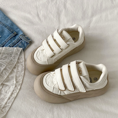 爆款卡通印花小白鞋魔术贴板鞋子