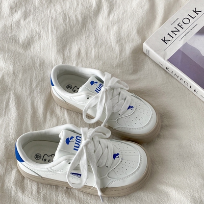 学生百搭皮面小白鞋复古德训板鞋