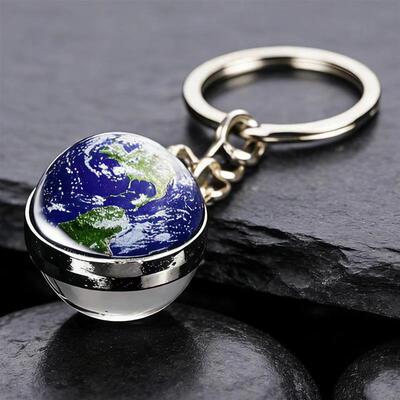 月球银河水晶地球钥匙扣挂件