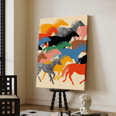 现代彩色骏马客厅装饰画