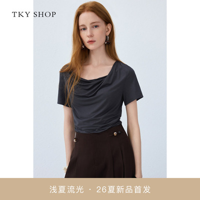 TKYSHOP荡领短袖T恤女