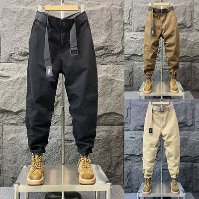 工装裤男秋冬百搭休闲裤宽松痞帅纯色长裤男款潮流大码哈伦老爹裤